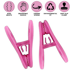 1InTheHome Plastic Hanger Clips, Plastic Clothes Pins, Pink, 24 Pack