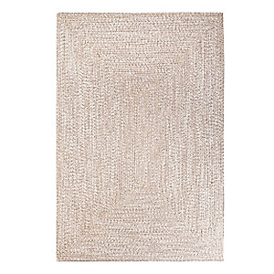 Superior Indoor/Outdoor Area Rug, Dual-Tone Reversible Braided Floor Decor for Patio, Front Porch, Entryway, Living Room, Office, Nursery, Artistic Home, 6' x 9', Latte-White