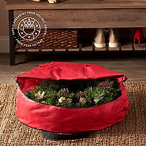 Zober Extra Large Premium Christmas Wreath Storage Bag 48” - Dual Zippered Storage Container & Durable Handles, Protect Artificial Wreaths - Holiday Xmas Bag Made of Tear Proof 600D Oxford