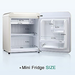 R.W.FLAME 1.7 Cu. Ft Mini Fridge with Freezer, Low Noise, 48L compact refrigerator, Mini Fridge for Bedroom, Office, Dorm, RV, (White)