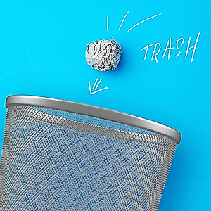 Zuvo Metal Wire Mesh Waste Basket Garbage Trash Can for Office Home Bedroom Height 10.1" Width 10", 4 Gallon (16 Quart) (2, Silver)