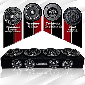 MENACE AUDIO Car Audio Midrange Enclosure 4 x 6.5 2000Watts VOICEBOX (MA-VB6525-4S) Silver