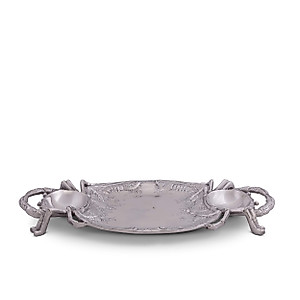 Arthur Court Aluminum Metal Crab Platter / Tray Heavy Quality Coastal Décor for Serving Food and Drinks 24 inch x 13.5 inch