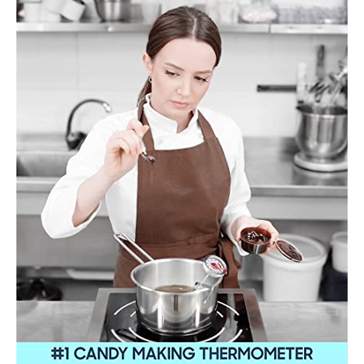 Candy Deep Fry Thermometer with Pot Clip - Candy Thermometer Very Accurate & Fast Read Food Thermometer | Mechanical Meat Thermometer for Grilling | Candle Making Thermometer | Baking Thermometer