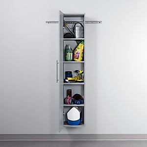 Prepac HangUps Narrow Wall Mounted Garage Storage Cabinet, Tall Storage Organizer Cabinet, 15" W x 72" H x 16" D, Light Gray