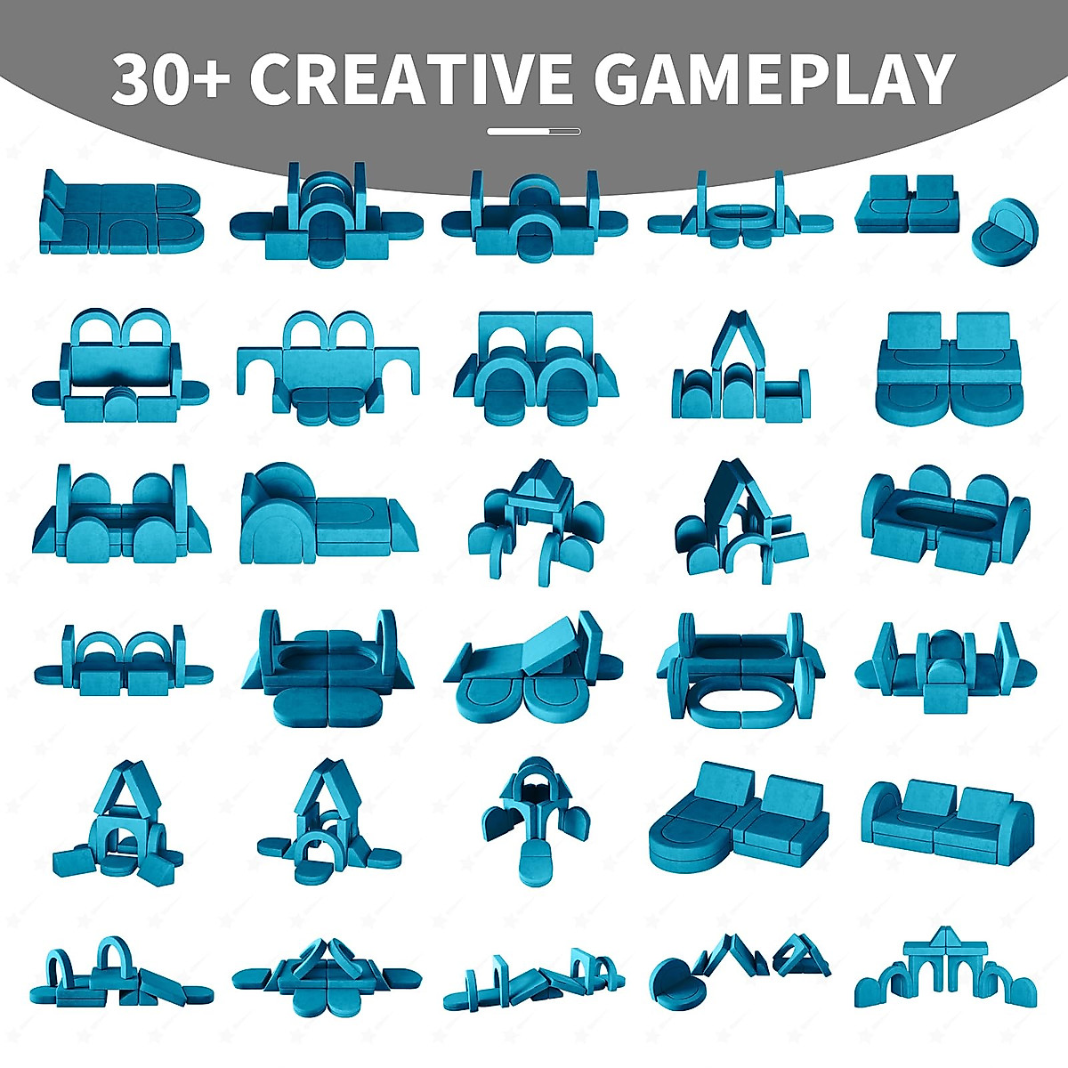 Kids Couch, 12PCS Modular Toddler Couch with 4 Arches and 2 Triangular Cushions, Fold Out Kids Couch for Playroom, Bedroom, Modular Kids Couch for Boys and Girls, Kids Play Couch for Kids (Blue)