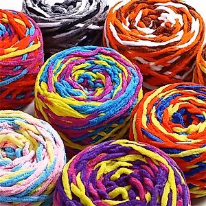 Multicolor 190g/ball Chenille Knitting Yarn Soft Ice Strip Line Cotton Yarn DIY Wool Yarn for Hand Knitting Scarf Thick Wool Yarn