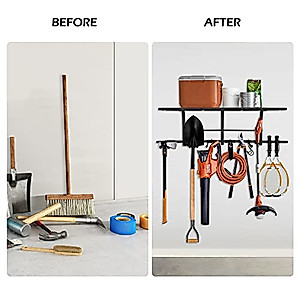 uyoyous Garage Organizers and Storage 47.2Inch Large Wall Mount Garage Rack Heavy Duty Garage Storage System with 9 Removable Hooks Load 290 lbs Tool Hanger Rack