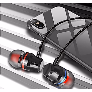 Wired Earbuds with Microphone Noise Cancelling Earphones Headphone for Samsung Galaxy A22 5G A32 5G A42 5G A51 A51 5G A52 A52 5G A71 A72, Moto E, G Play G Power Stylus, OnePlus Nord N200 5G (Black)