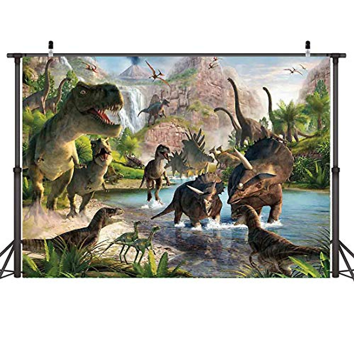 Jurassic Dinosaur Party Decoration Backdrop Photography Dinosaur Kingdom Children Birthday Party Banner Jungle Safari Animals Baby Shower Photo Background 5x3ft Cake Table Photo Booth Vinyl