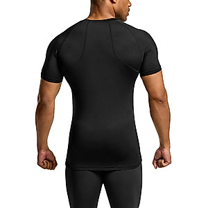 ATHLIO Men's Cool Dry Short Sleeve Compression Shirts, Sports Baselayer T-Shirts Tops, Athletic Workout Shirt, 3pack Tops Black/Black/Black, Small