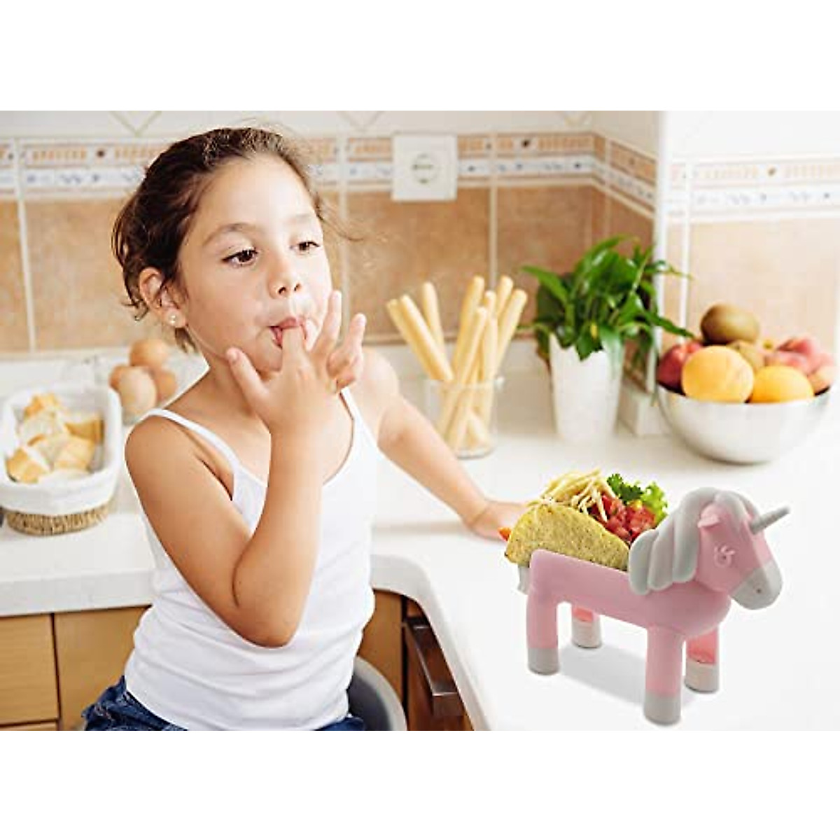 Unicorn Taco Holder Bundle with Blue Dinosaur Taco Holder for Kids