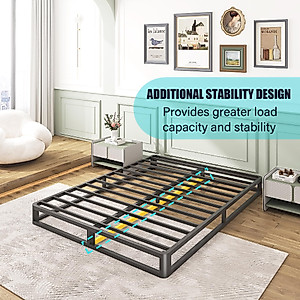 Firpeesy 6 Inch King Bed Frame with Round Corner Edges, Low Profile King Metal Platform Bed Frame with Steel Slat Support, No Box Spring Needed/Easy Assembly/Noise Free Mattress Foundation