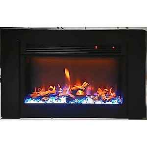 Y Decor 33 in. Realistic Flame Electric Fireplace Insert in Black with Remote Control