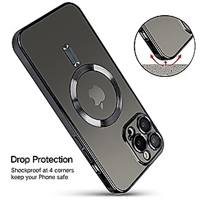 OOK Case Compatible iPhone 14 Pro (6.1 Inch) with Camera Lens Protector (Compatible with MagSafe) Anti-Scratch Shockproof Protective Slim iPhone 14 Pro Case for Women Men - Black