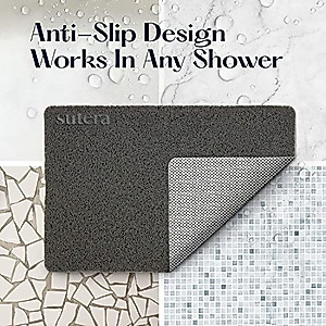 Sutera - Slide Guard Bath Mat, Non Slip, 23.6 x 17.5 Inch, Rubber Bathtub Mat for Wet Areas, Drains Odor Anti Slim Shower Floor Mat