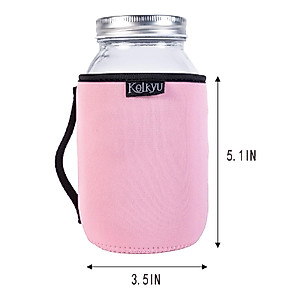Koikyu 32oz Mason Jars Sleeves Neoprene 32oz Regular and Wide Mouth Mason Jar Sleeves Holder with Handle (4 colors)
