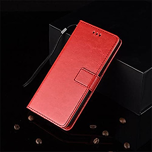 MojieRy Phone Cover Wallet Folio Case for Samsung Galaxy S9 Plus, Premium PU Leather Slim Fit Cover for Galaxy S9 Plus, 3 Card Slots, Feel Good, Red