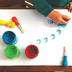 Micador Early Start Stuff for Painting, 5-Piece Set - 3 Sponge + 2 Durable Bristle Brushes - Easy Grip - Rounded Handles - Ages 3+