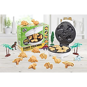 Dinosaur Mini Waffle Maker- 5 Different Shaped Dinos in Minutes - Make Fun Jurassic Breakfast for Kids and Adults with Cool Novelty Pancakes, Electric Non-Stick Waffler Iron, Fun Gift for Holiday