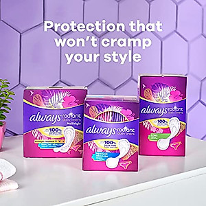 Always Radiant Daily Liners Regular Absorbency Unscented, Up to 100% Odor-free, 96 Count