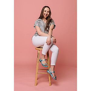 Joybees Dance Sandal - Women's Sporty Arch Support Slip-On with Pivot Backstrap - Metallic Teal - Women's Size 10