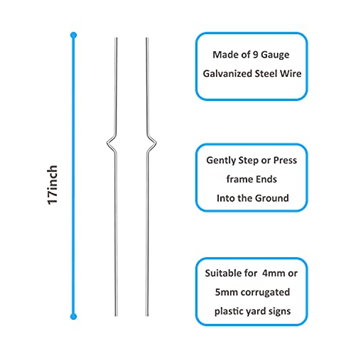 CPTC 10 Pieces Yard Sign Stakes,17" Metal Yard Stakes for Signs