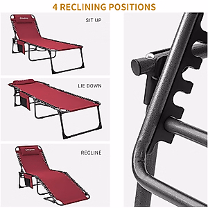 KingCamp Lounge Chair, 74.8''x23.2''x14.5'', Wine