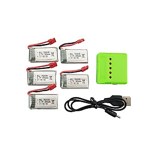 sea jump Accessories Parts Helicopter Spare Cover 5PCS 3.7V 380mAh Li Battery +1 PCS Charger (USB) for SYMA X5A-1 X15 X15C X15W Remote Control Aircrft/Flying Machine