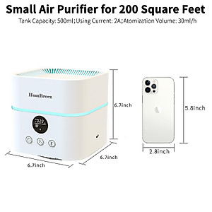 HomBreez Small Room Air Purifier and Humidifier Combo, Air Purifiers for Home Pets, Air Purifier for Dorm, Bedroom, Office, Living Room, Air Purifier for Baby, White(WG-03)