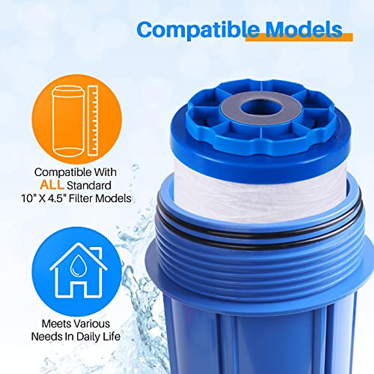 PUREPLUS 10"×4.5" String Wound Sediment Filter Compound With Iron Reducing Filter,Compatible With Whole House Water Filtration System For Well Water, 1Pack