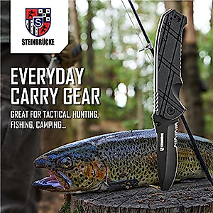 STEINBRÜCKE Pocket Knife - Tactical Folding Knife Stainless Steel 8Cr15Mov 3.4'' Blade, CNC Machined G10 Handle with Clip for Tactical, Camping,Outdoor, Gifts for Men, Dad
