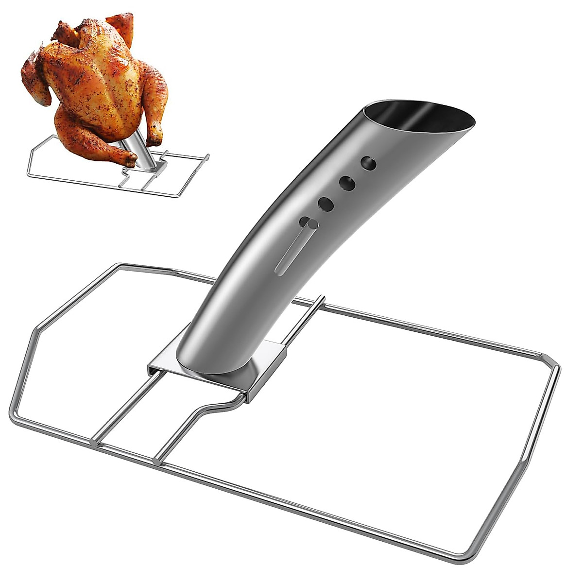 SafBbcue Turkey Cannon Infusion Roaster, Turkey Beer Can Stand, Beer Can Chicken Roaster for Thanksgiving, for Big Green Egg Beer Can Chicken, Camp Chef Turkey, Vertical Turkey Smoking Rack