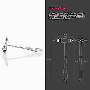 MDF Instruments, Tromner Neurological Reflex Hammer with Pointed tip Handle for cutaneous and Superficial responses - Free-Parts-for-Life & Lifetime Warranty - Black (MDF555-11)