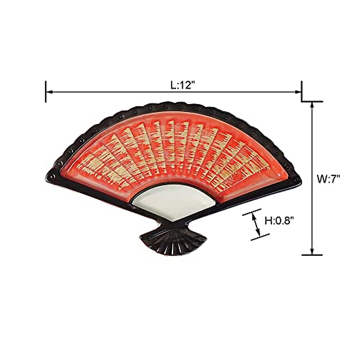 SHIRLEYY1P 12" Sushi Plate Premium Ceramic Sushi Plates Fan Shape Sushi Plate Set with Unibody Sauce Bowl Sashimi Japanese Plate, Dumpling Dish Snack Serving Plate for Home, Party, Eateries, Red.