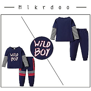 Mikrdoo 2T Boy Clothes Toddler Baby Boy Clothes Long Sleeve Sweatshirt Tops Pants Outfits Set Cotton Little Boy Clothing Fall Winter 2T 3T Boys Clothes
