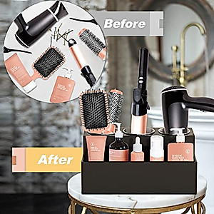 NoceBy Acrylic Hair Dryer Organizer, Black Hair Dryer Hair Styling Tools and Accessories Holder, Bathroom Storage Makeup Vanity Bathroom Organizer Countertop