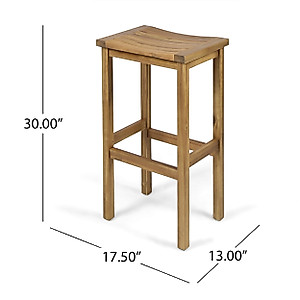 Christopher Knight Home Caribbean Outdoor 30" Acacia Wood Barstools, 2-Pcs Set, Natural Stained