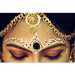 Stylesindia Sticker Kumkum Spot Bindi Tattoos Breathable Fabric, Skin Neutral pH, Does not Irritate Skin, No Gum Marks on Skin, Round Tilak Pack of 2 Flaps (Multi-Colour) (P7-6MM-Regular)