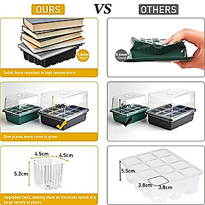 EVEAGE Seed Starter Tray-7 Packs Thicker Seed Starter Kit with 4.4" High Lid and Enlarged Independent Cells (4.5 * 4.5CM) Perfect for Replanting, Seedling Starter Trays with Humidity Vented Domes