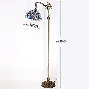 WERFACTORY Tiffany Floor Lamp Blue Purple Cloud Stained Glass Arched Lamp 12X18X64 Inches Gooseneck Adjustable Corner Standing Reading Light Decor Bedroom Living Room S558 Series