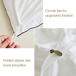 Melingo White Duvet Covers Tufted Duvet Cover Queen Size, Soft and Lightweight Duvet Covers Set for All Seasons, 3 Pieces Boho Embroidery Shabby Chic Bedding Set