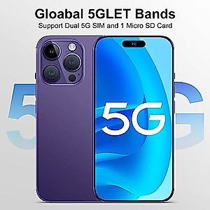 ExAchat A14 Pro Max 5G Unlocked Smartphone 120MP Camera 7.3" FHD+ Display 120HzD 6GB+128GB/1TB Cell Phones Unlocked Expandable 8000mAh Dual SIM/GPS/Fingerprint/Face ID