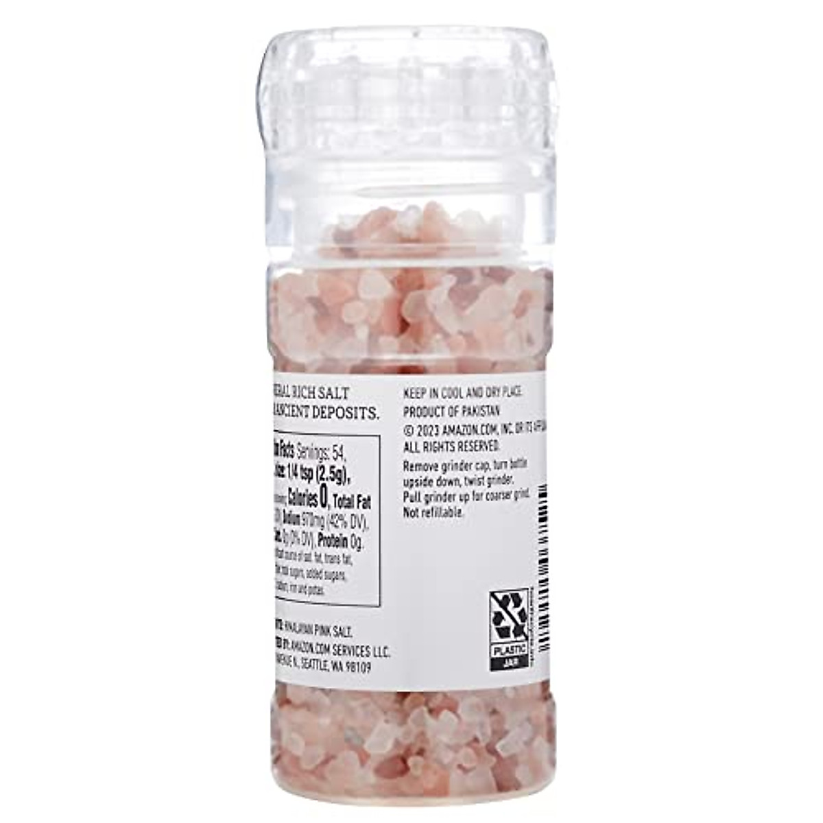 Amazon Fresh, Pink Himalayan Salt Grinder, 4.77 Oz