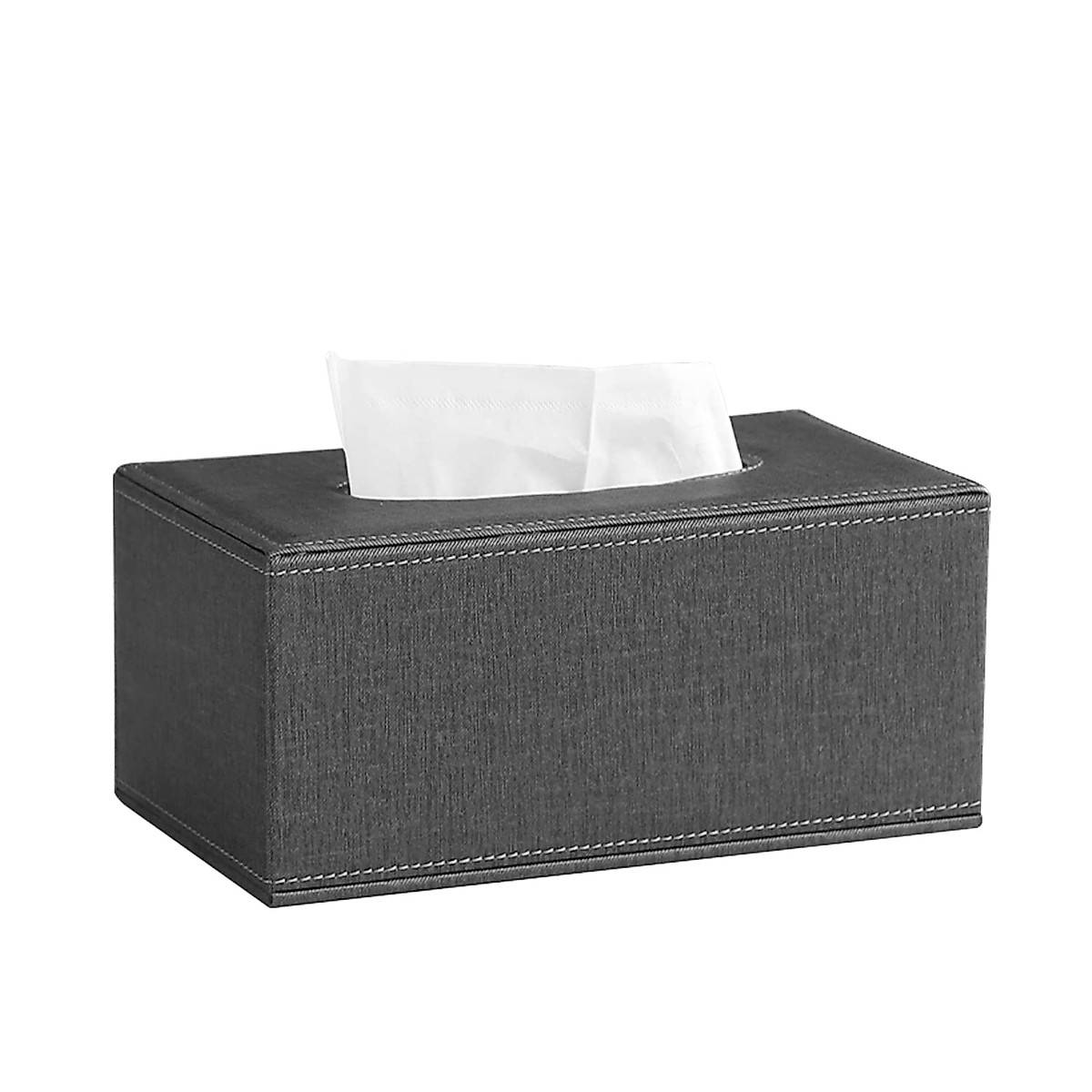 MEIBOOCH PU Leather Tissue Box Cover Rectangular Square Tissue Box Holder with Magnetic Bottom (10" x 5.5" x 4.5", Dark Grey)