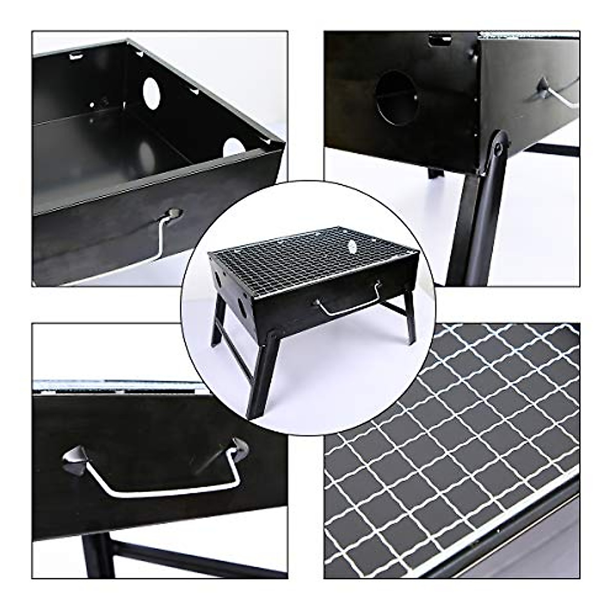 Stainless Steel Foldable Barbecue BBQ Grill, Portable Family Party Charcoal Smoker ,Camping Tabletop Grill,Outdoor BBQ for Picnic Garden Terrace Camping Travel 3.54''X13.78''X10.63''