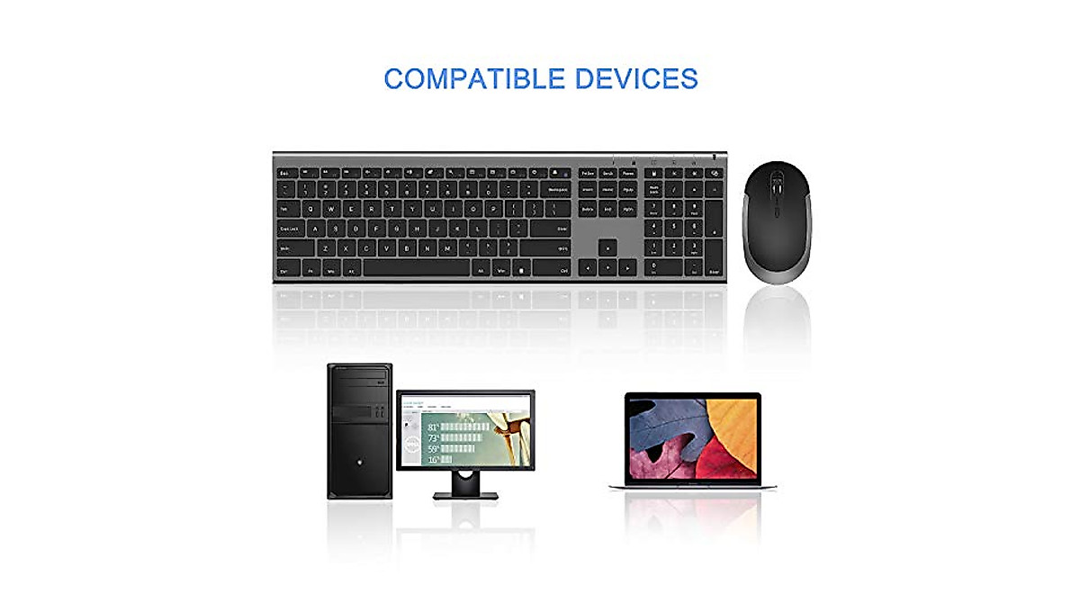 Wireless Keyboard and Mouse, Vssoplor 2.4GHz Rechargeable Compact Quiet ...