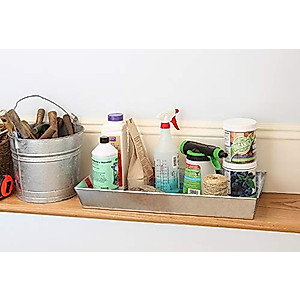 Achla Designs Antique Galvanized Steel Rectangular Plant Tray- 29 in