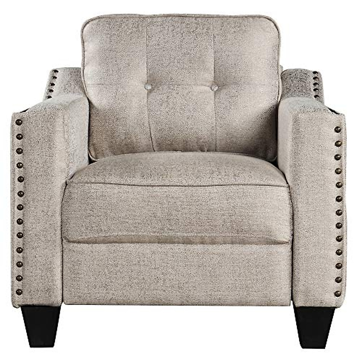 FANYE 3 Pieces Living Room Furniture Sets Include, Loveseat and Armchair, Linen Fabric Upholstered Sectional Classical Rivets Decor and Tufted Back Cushions, Beige Sofa & Couch