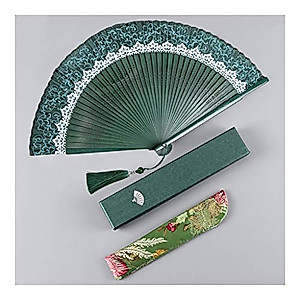 Decorative Folding Fans Folding Hand Fan for Women - Retro Style Hand Held Silk Fan, Folding Bamboo Fan with Hollow Carved Tassel Pendant, Vintage Discolorate Folding Fan Elegant Hand Fans Vintage sty